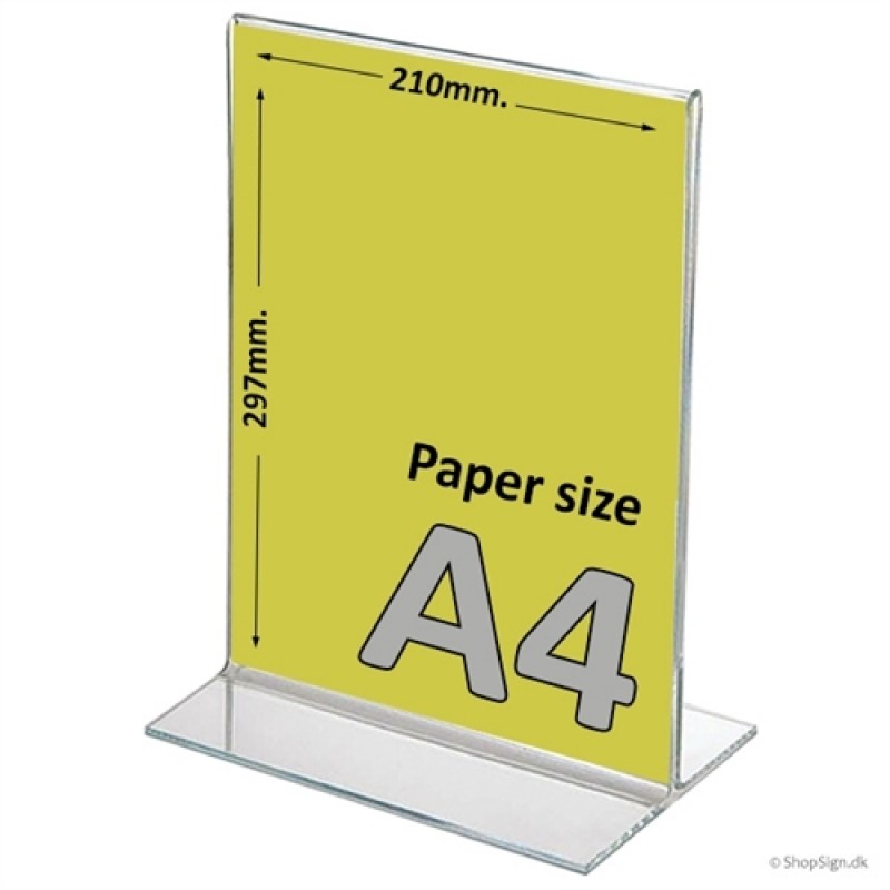 Menukortholder A4, T-Stand, højformat